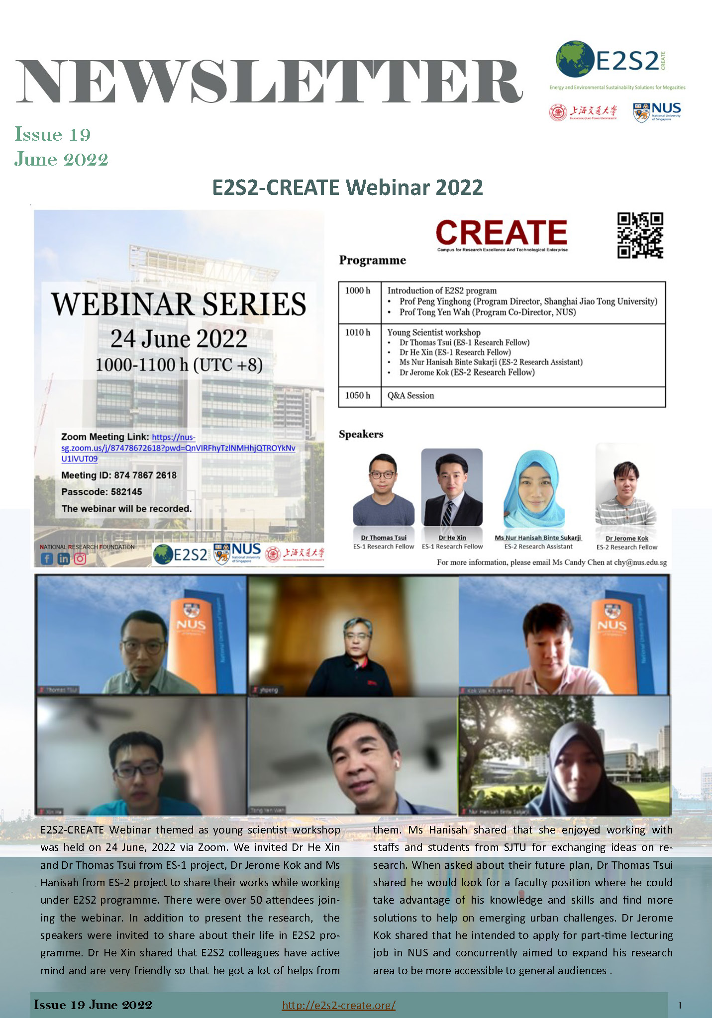 E2S2 Newsletter - Issue 19 (June 2022)